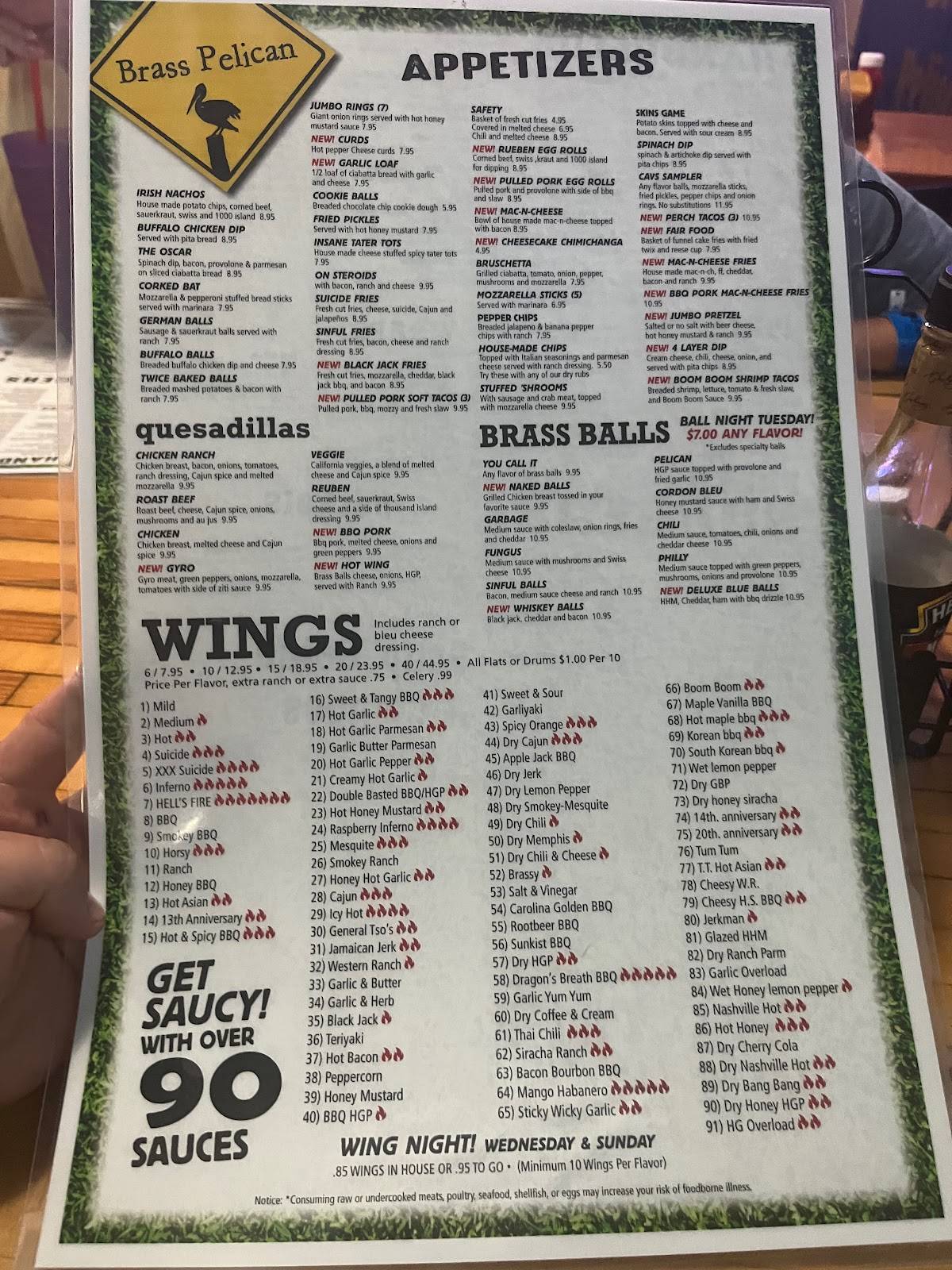 Menu at Brass Pelican Varsity Club, Sandusky