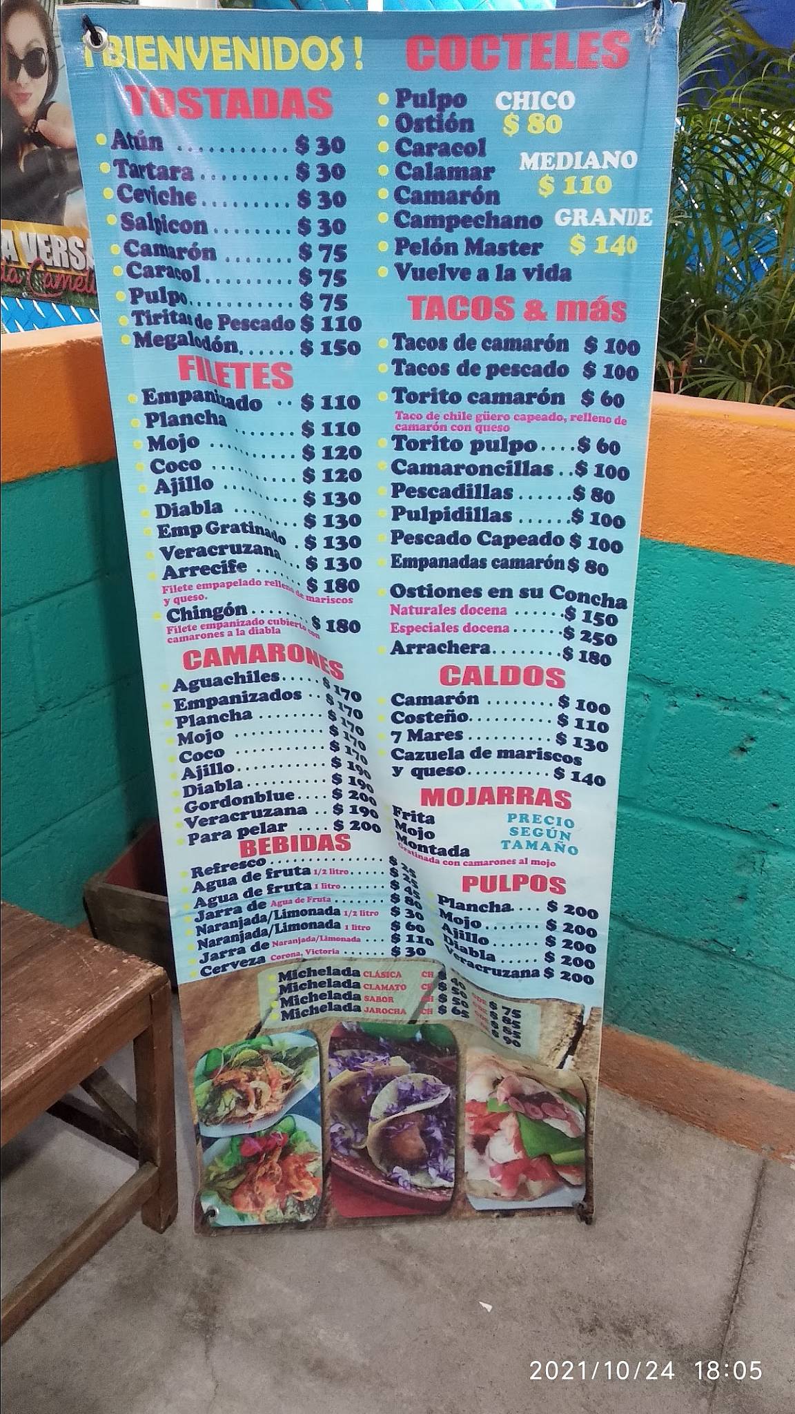 Carta del restaurante Mariscos Los Compadres, Santiago del Querétaro