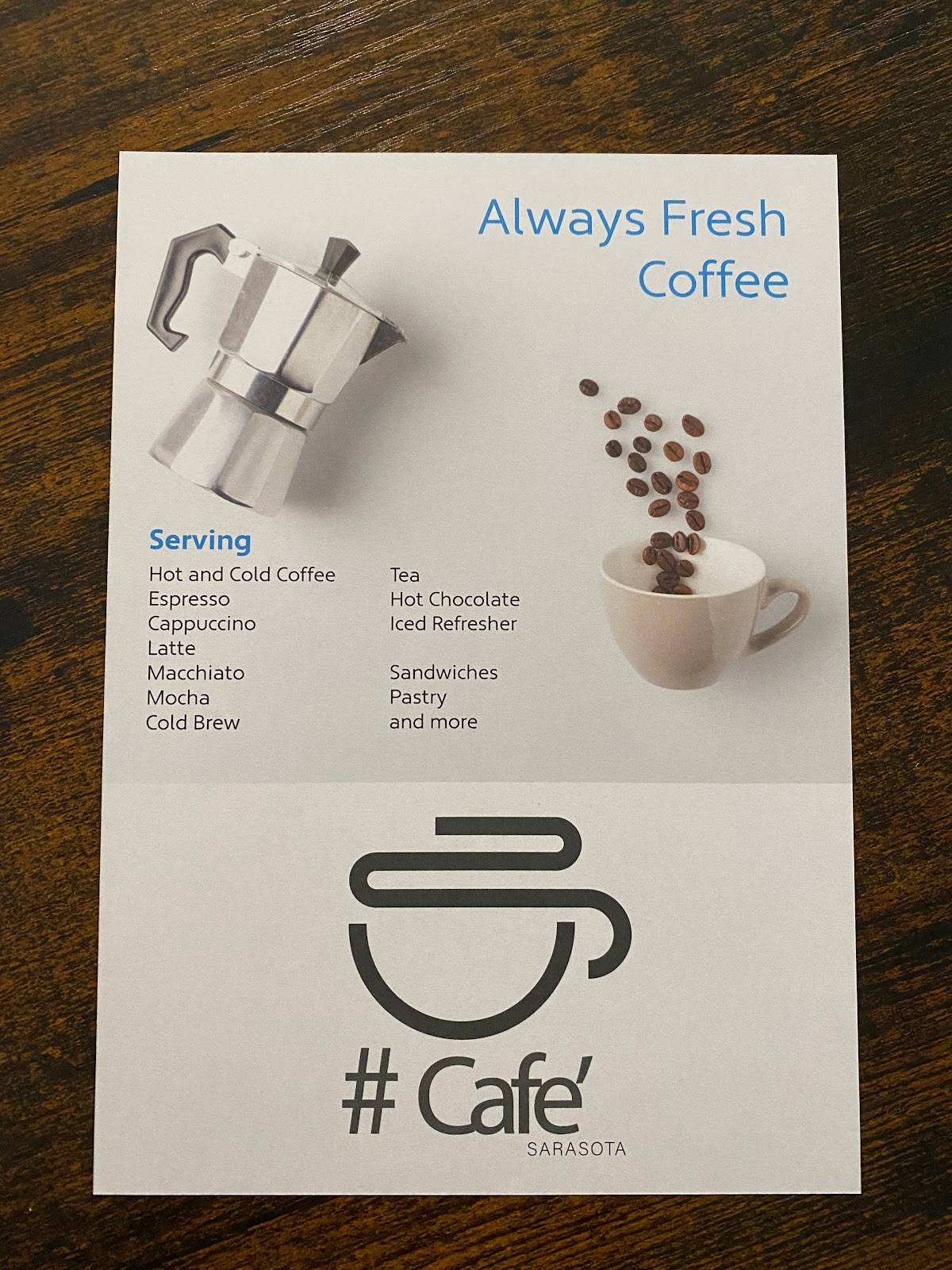 Menu at Hashtag Café cafe, Sarasota