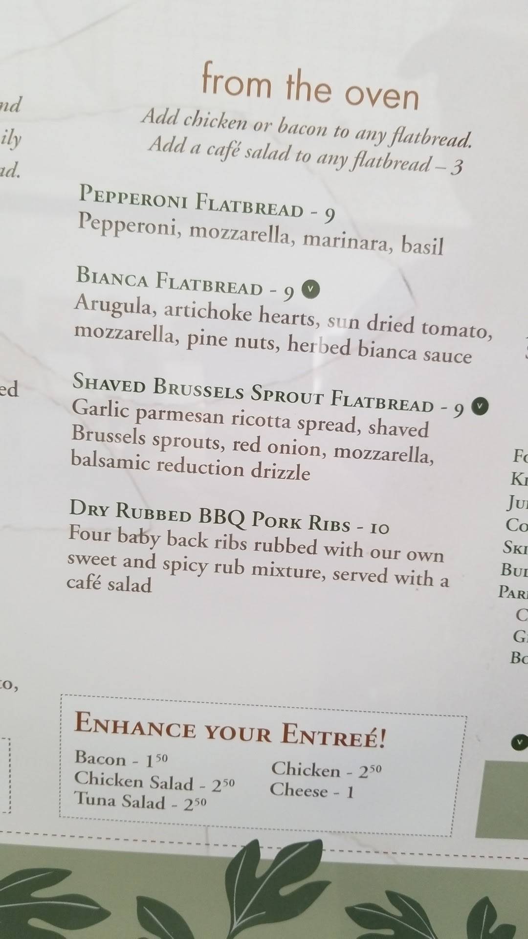 Menu at Sassafras restaurant, St. Louis