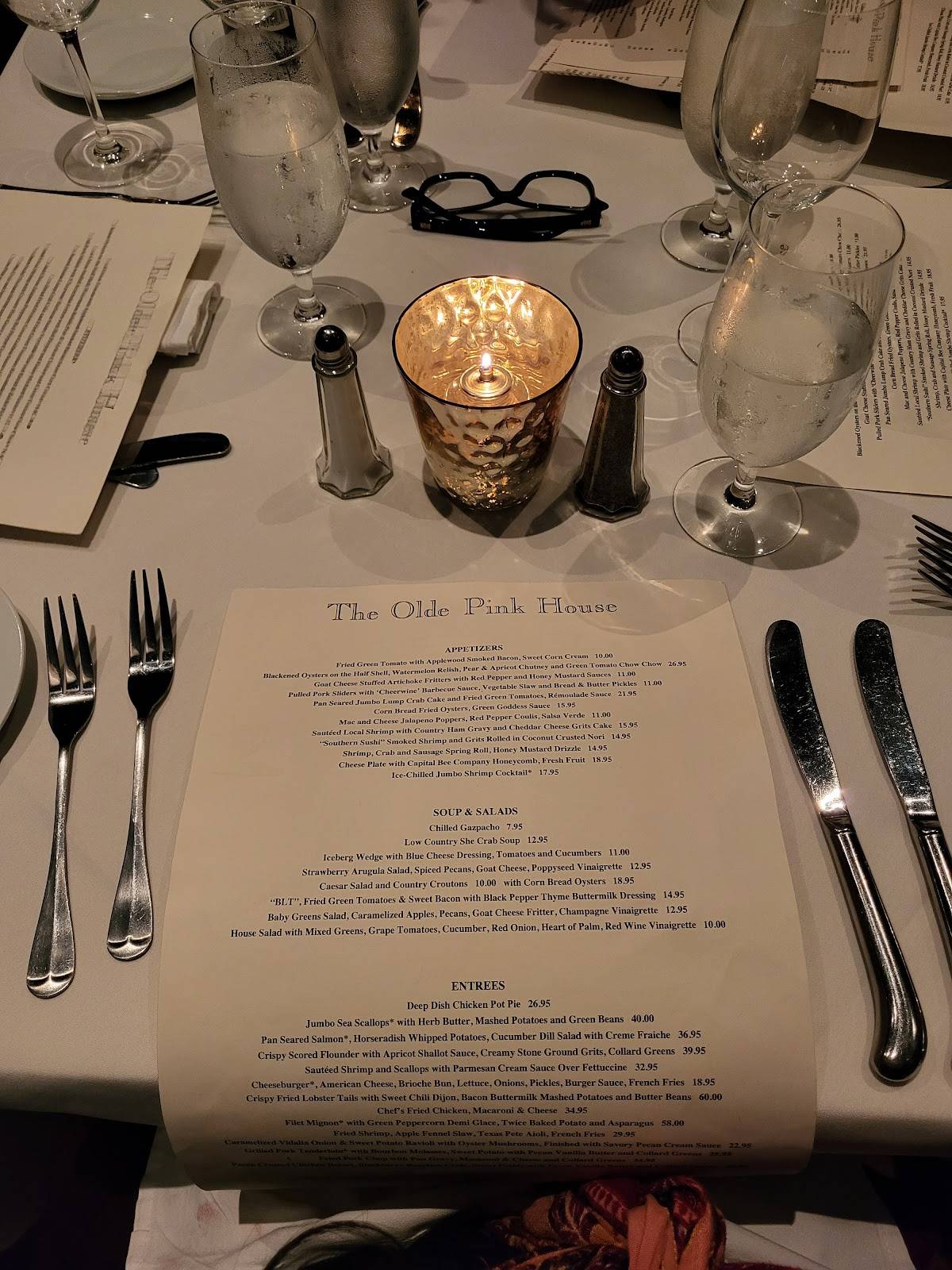 Menu at The Olde Pink House pub & bar, Savannah