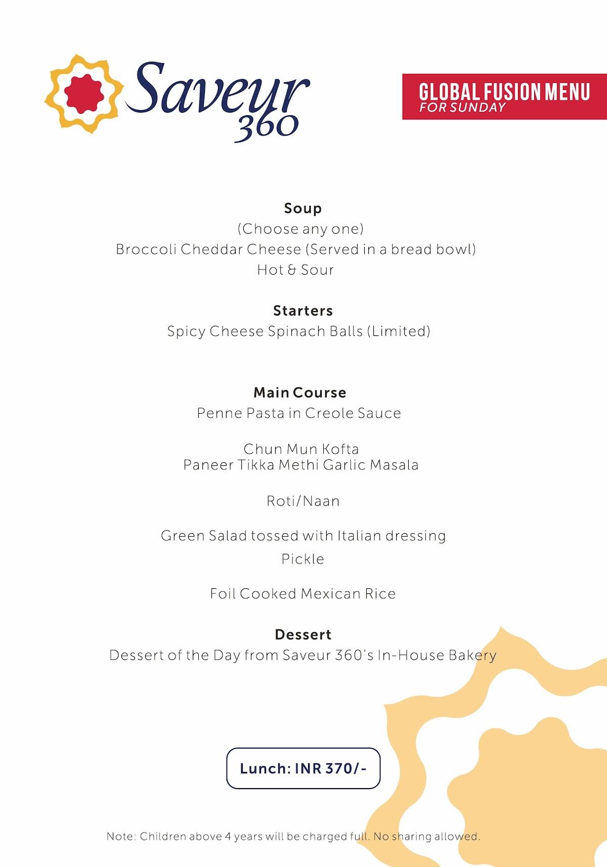 Menu at Saveur 360, Ahmedabad, 1st Floor