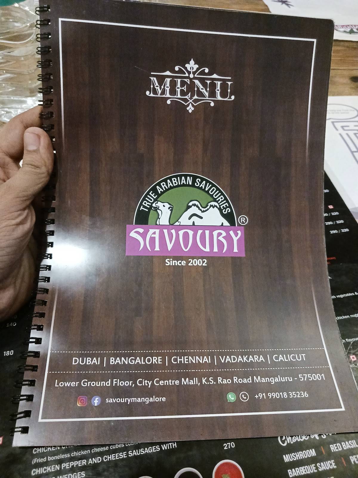Menu at Savoury Restaurant, Mangaluru, Lower Ground Floor