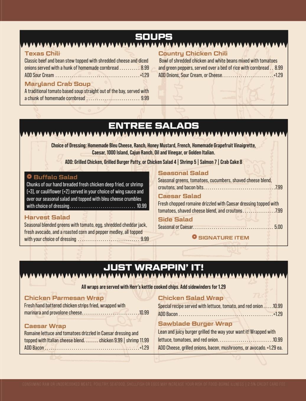 Menu at SawMill Grill pub & bar, Oxford