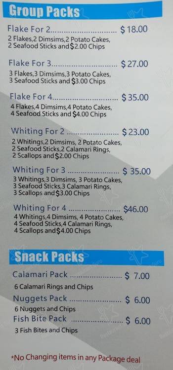 Menu at Scoresby Village Traditional Fish & Chips fast food, Scoresby
