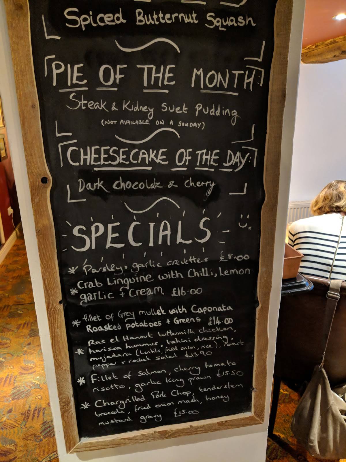 Menu at Sculthorpe Mill restaurant, Fakenham