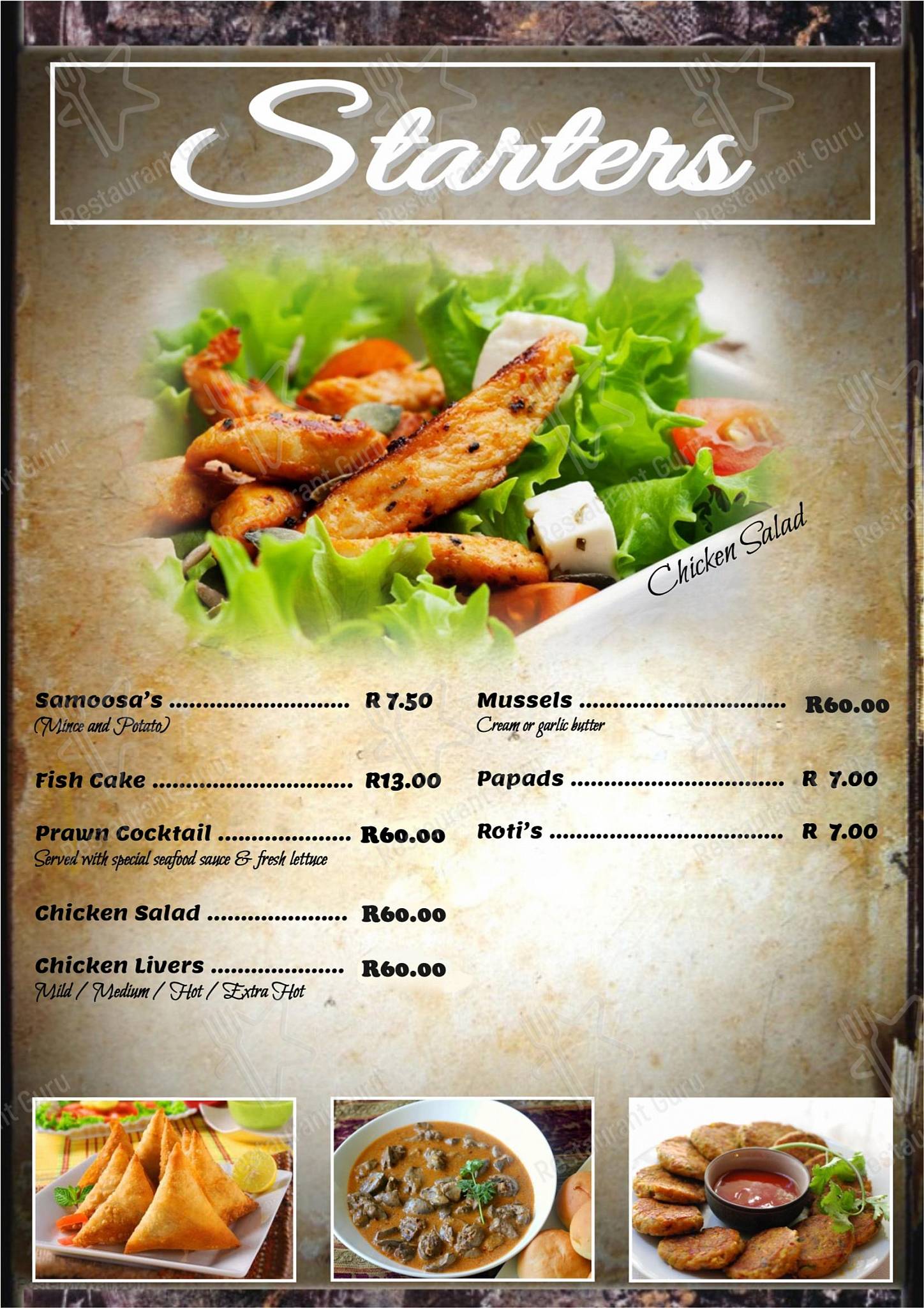 Menu at Seabelle Restaurant, Tongaat