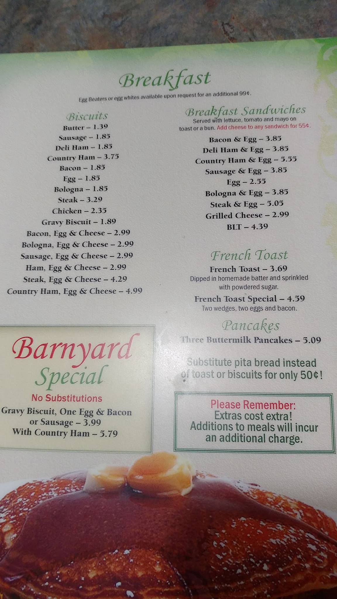 Menu at Seneca Family Restaurant, Seneca, 515 By Pass 123