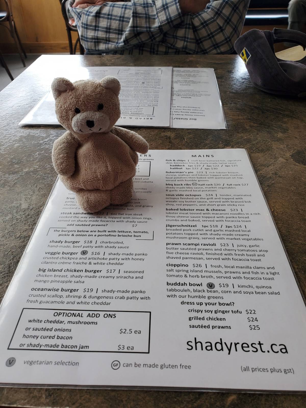 Menu at Shady Rest Restaurant & Pub, Qualicum Beach