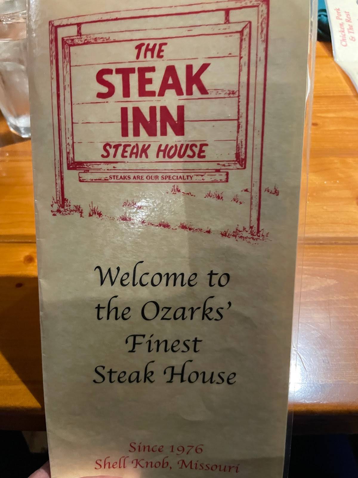 Menu at Steak Inn steakhouse, Shell Knob, Waters Edge Dr