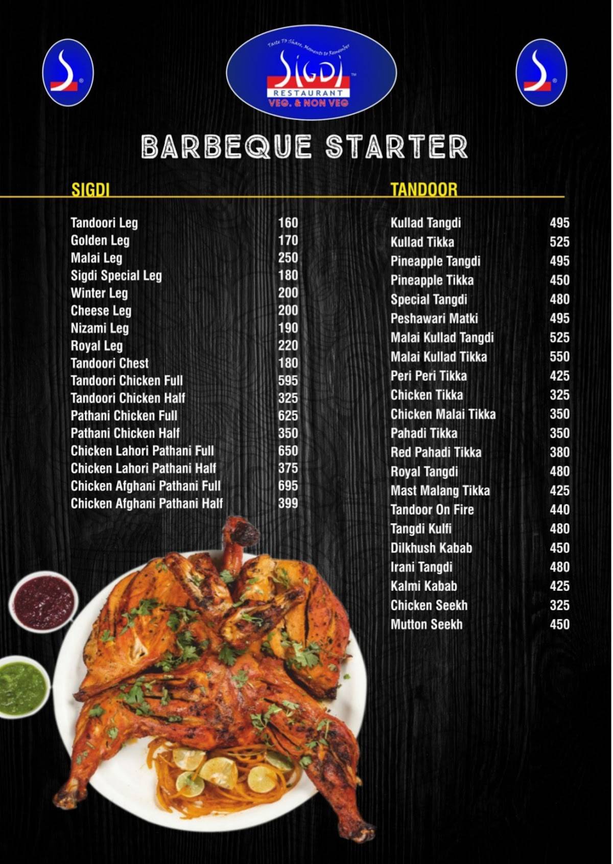 Menu at Sigdi Restaurant, Panchgani