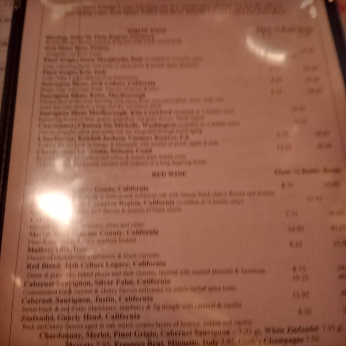 Menu at Silver Lounge Restaurant, Falmouth