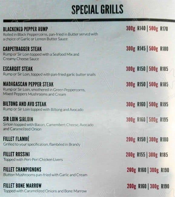 Menu at CORNER DECK restaurant, Cape Town, Lifestyle Centre