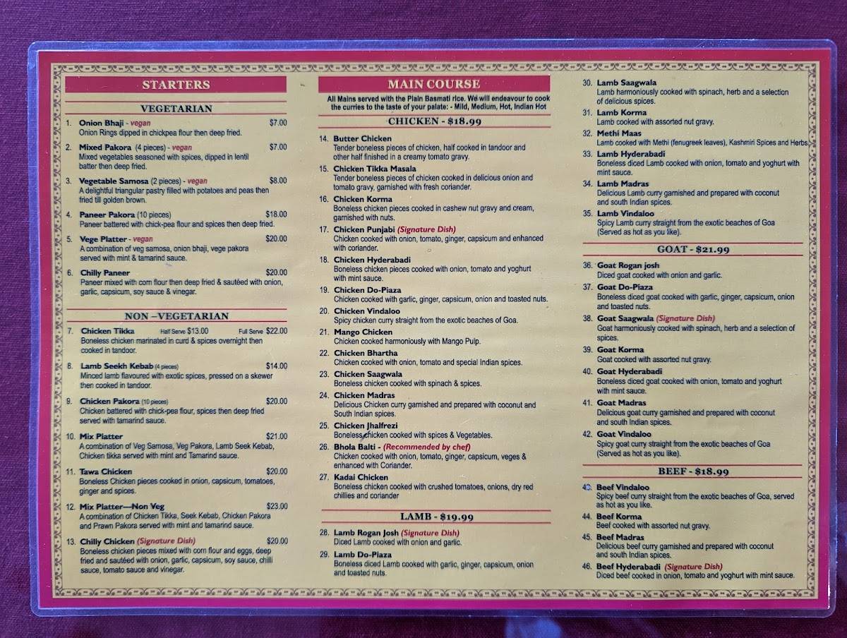 Menu at Smart India Restaurant ( Te puke ), Te Puke