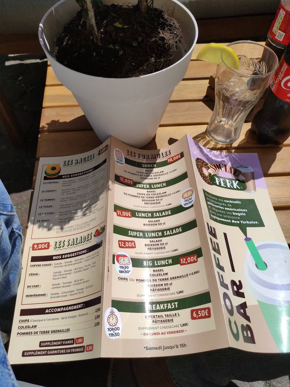 Menu au Social Perk pub et bar, Rouen
