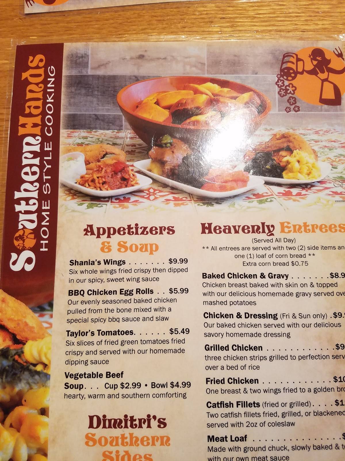 Menu at Southern Hands Homestyle Cooking restaurant, Memphis, Winchester Rd