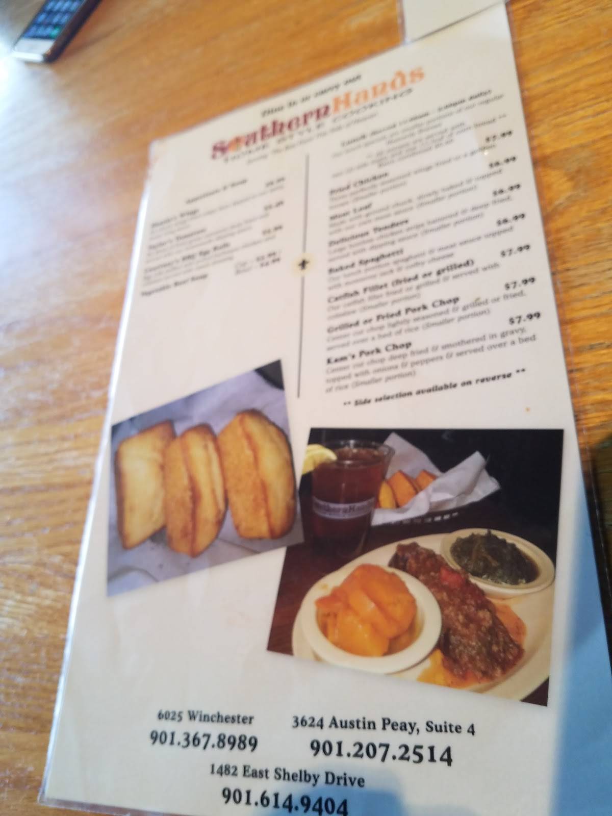 Menu at Southern Hands Homestyle Cooking restaurant, Memphis, Winchester Rd