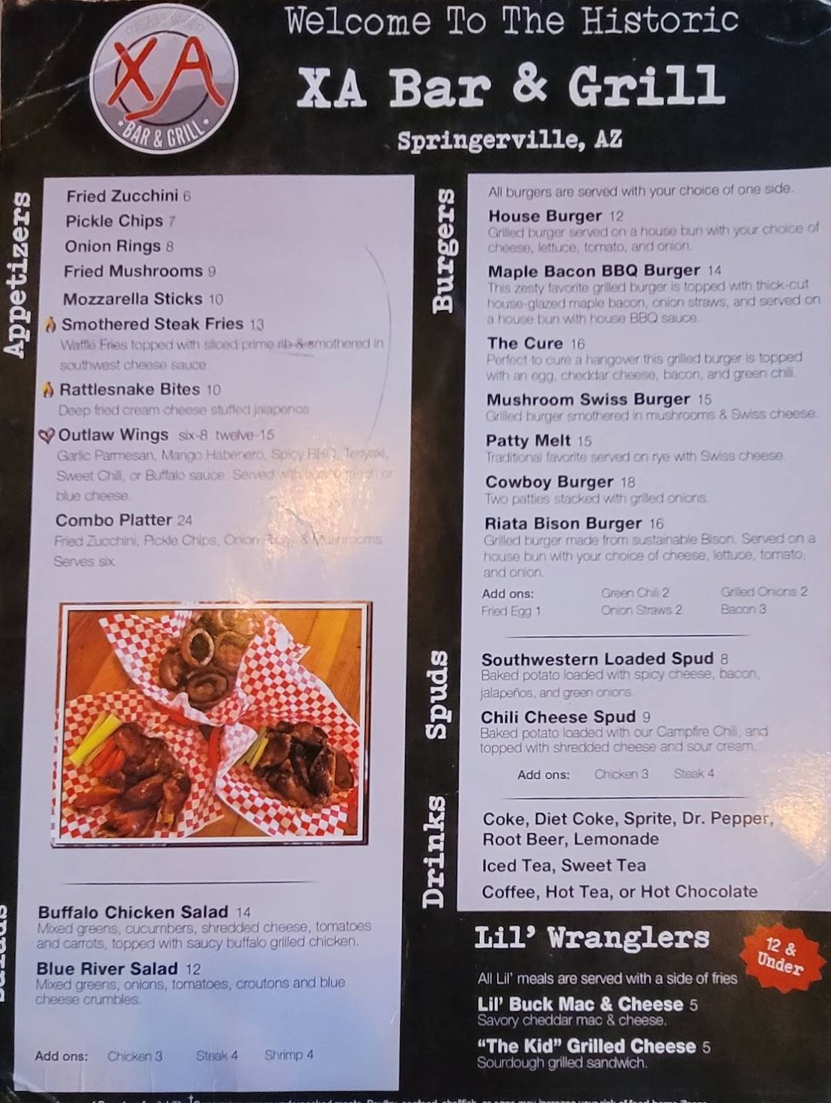 Menu at XA Bar and Grill, Springerville