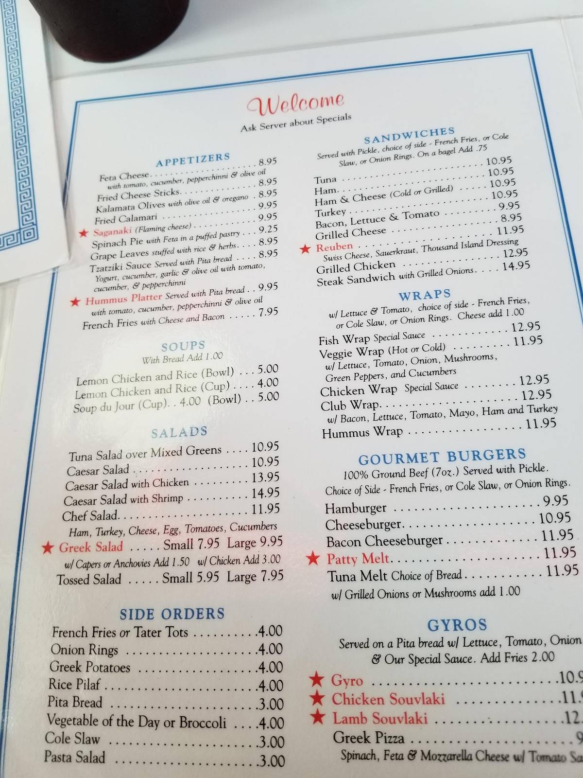Menu at Georgie's Diner restaurant, St. Augustine