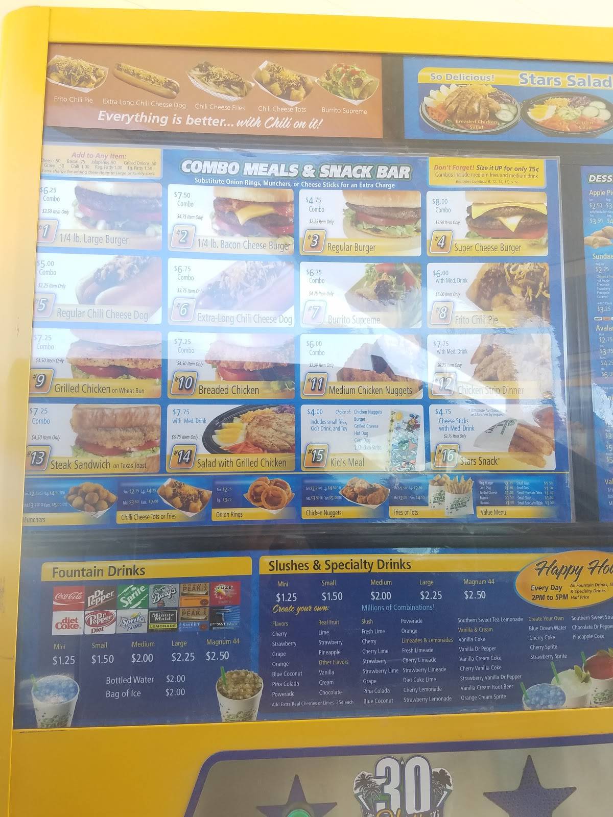 Menu at Stars Drive-in fast food, Amarillo
