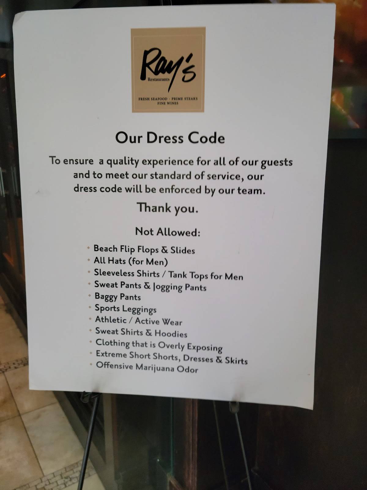 Menu at Ray's on the River steakhouse, Sandy Springs