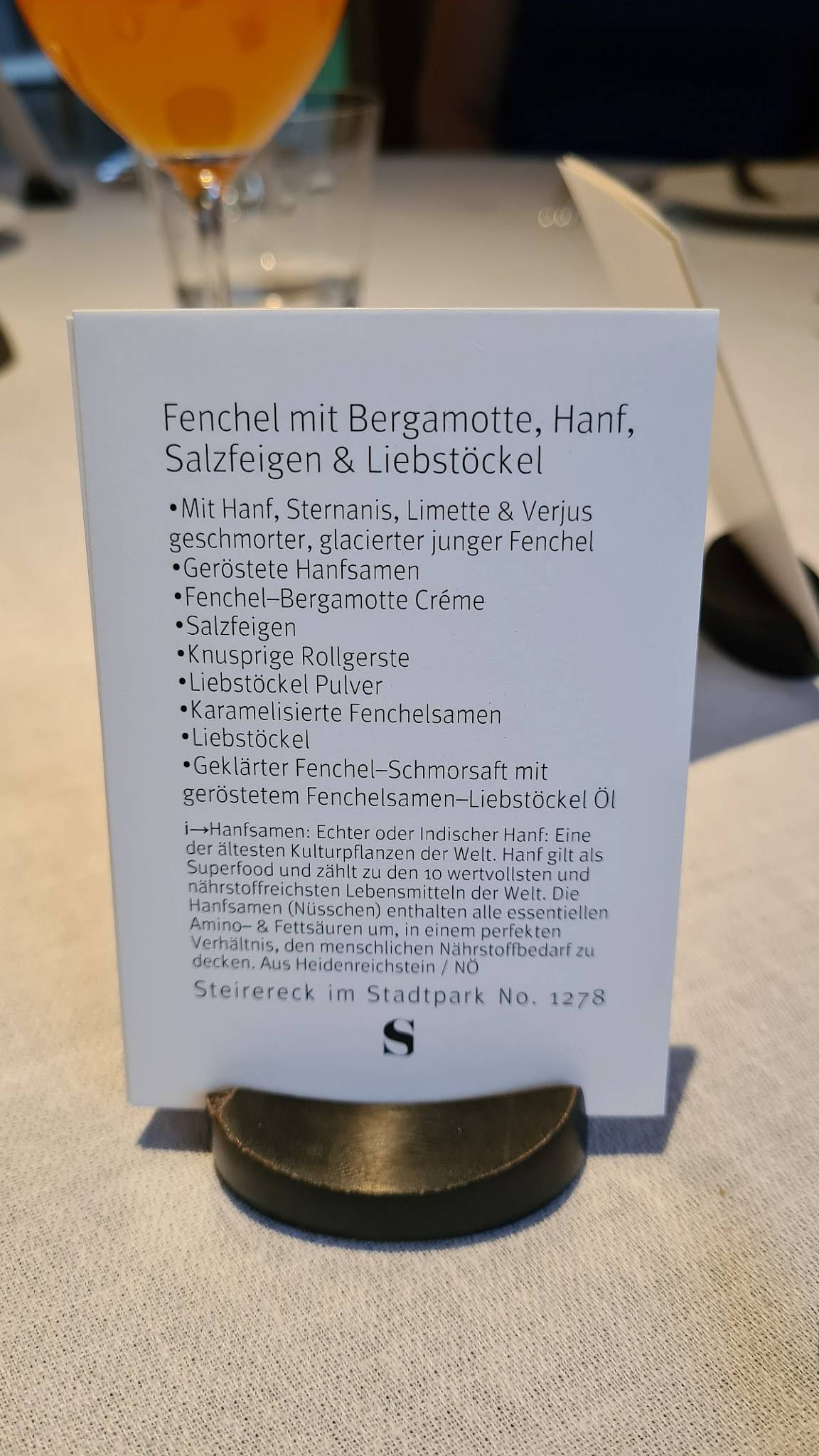 Speisekarte von Restaurant Steirereck, Wien
