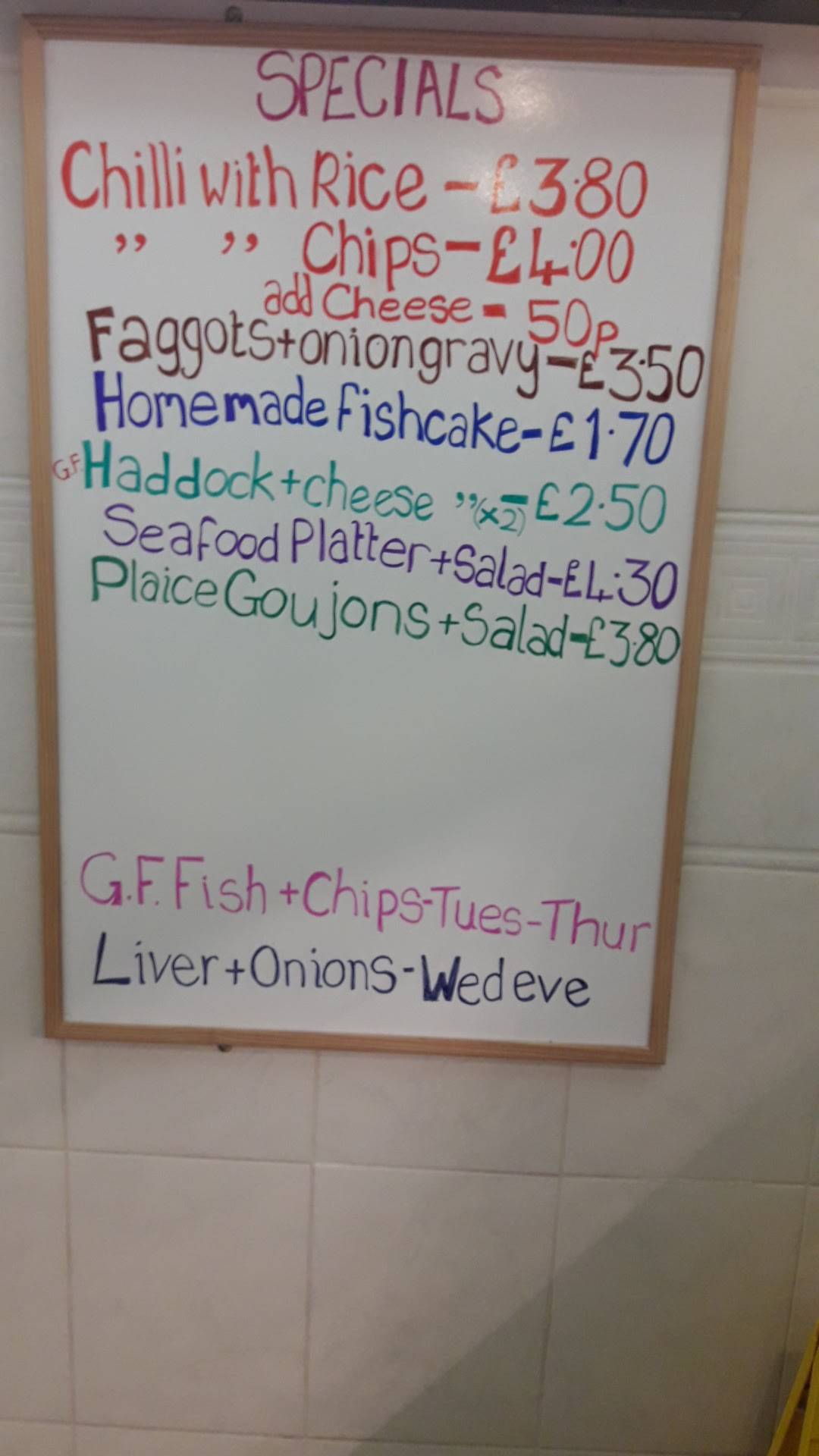 Menu at Stonefield Fish Bar, Stone