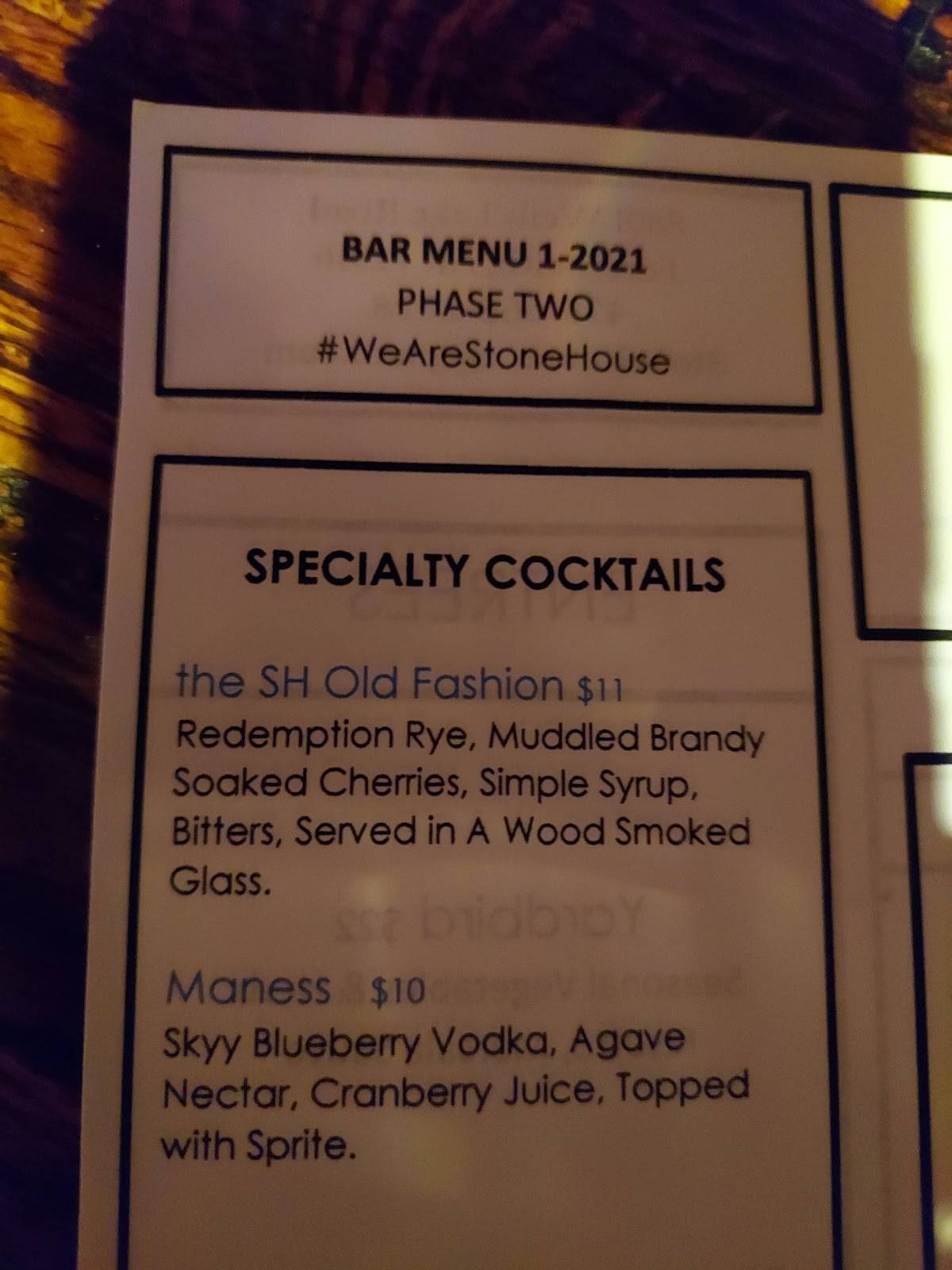 Menu at Stonehouse Chaffee Crossing pub & bar, Fort Smith, Wells Lake Rd