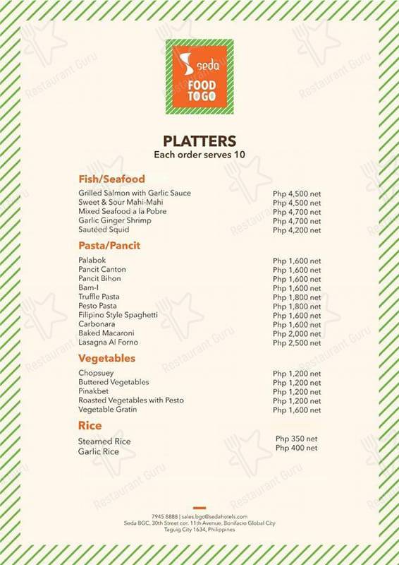 Menu at Straight Up Rooftop Bar at Seda Vertis North, Quezon City