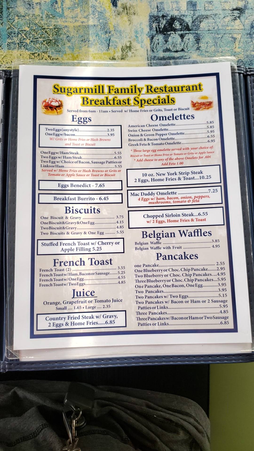 Menu at Sugarmill Restaurant, Homosassa