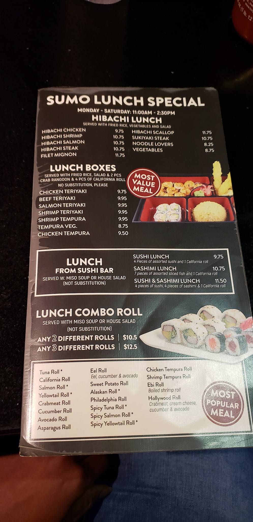 Menu at Sumo Japanese Steakhouse & Sushi Bar, Russellville