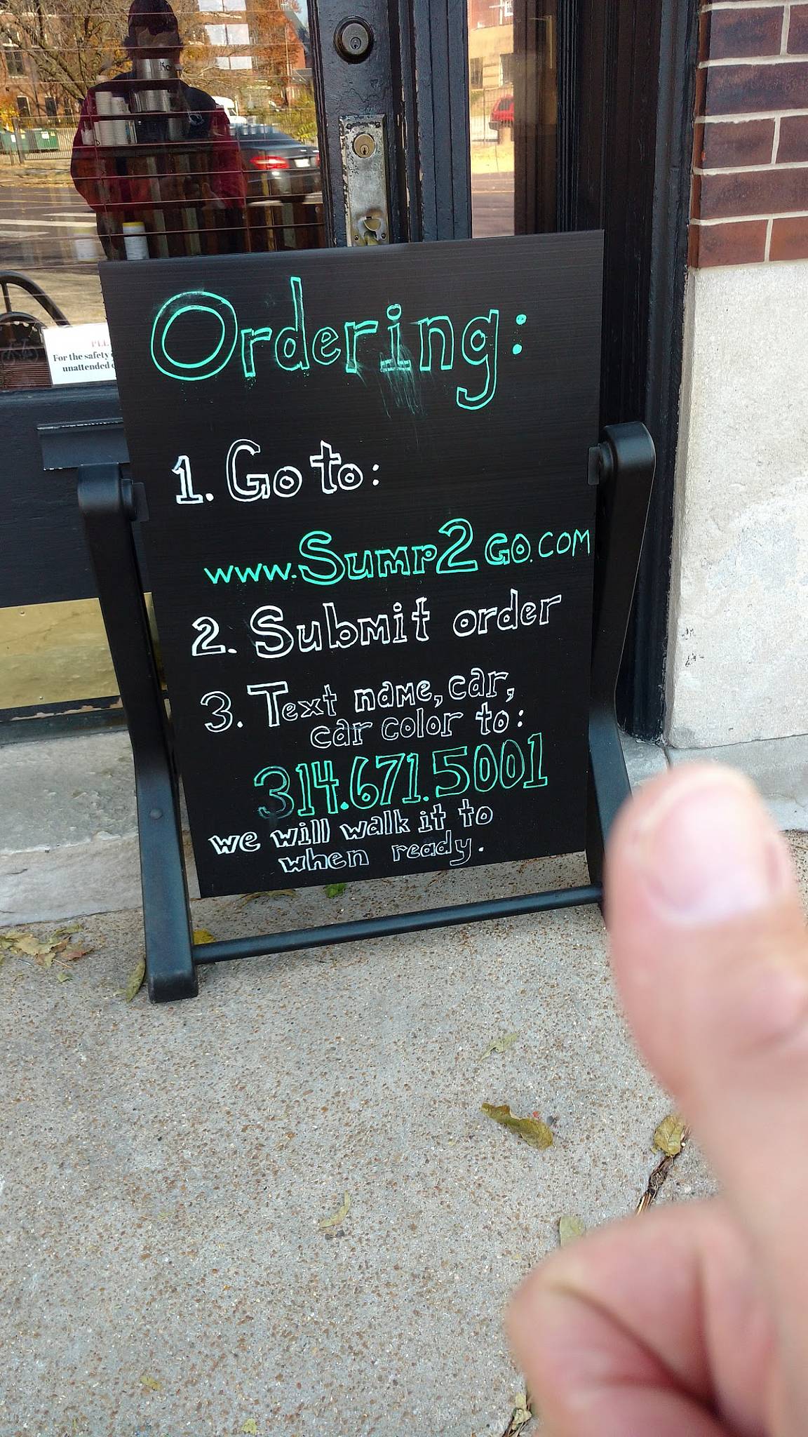 Menu at Sump Coffee cafe, St. Louis