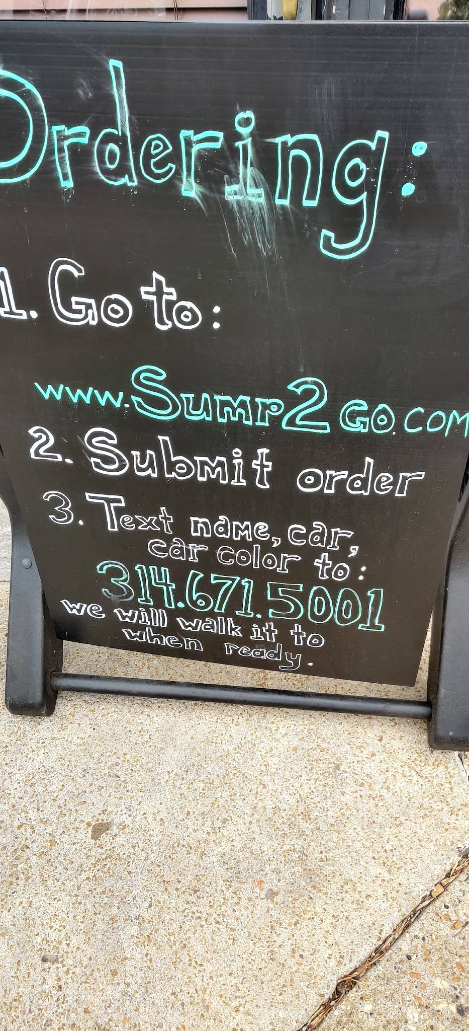 Menu at Sump Coffee cafe, St. Louis