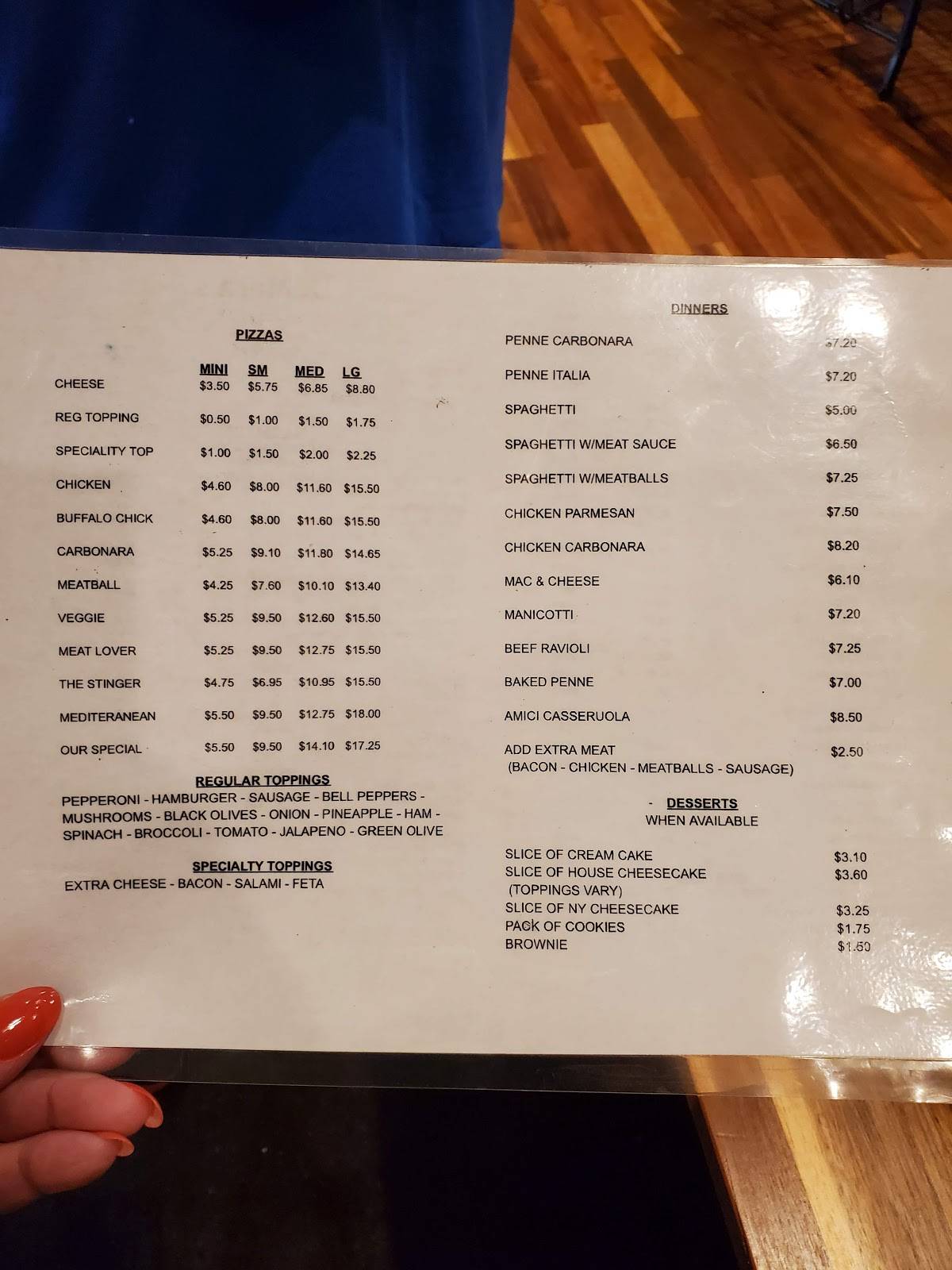 Menu at DE Mara's Italian Restaurant, Sumter