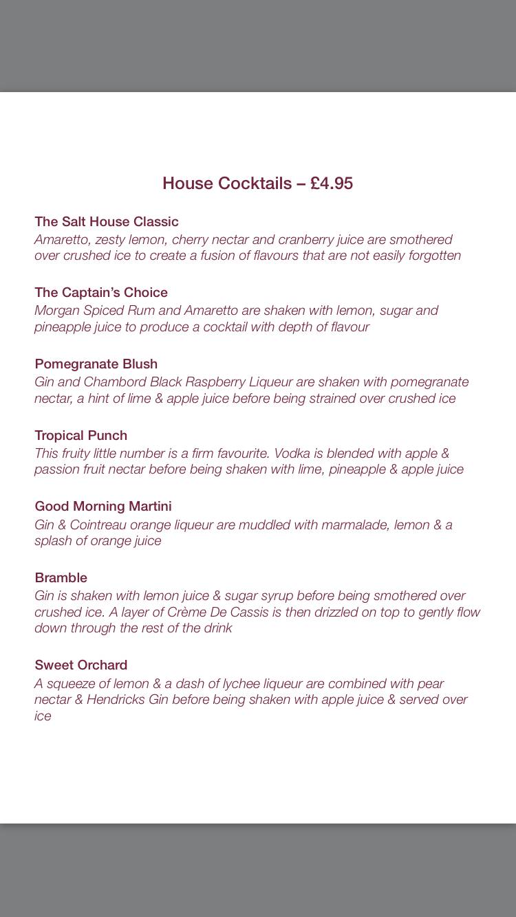 Menu at The Salt House Kitchen pub & bar, Sunderland