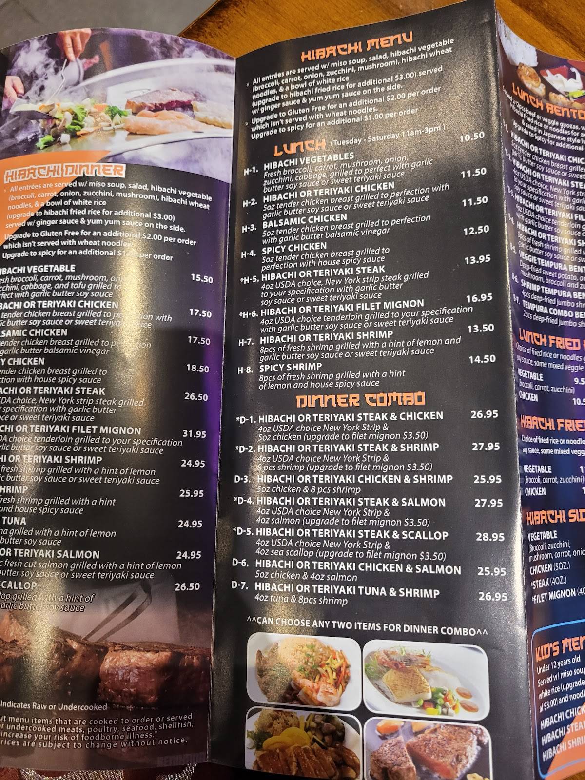 Menu at Sunrise Hibachi Island restaurant, Shelby charter Township