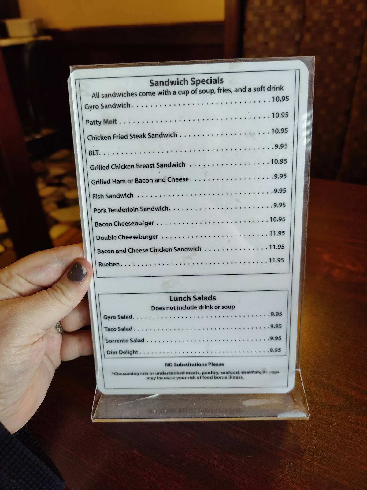 Menu at Sunshine Family Restaurant West, Dubuque, John F Kennedy Rd