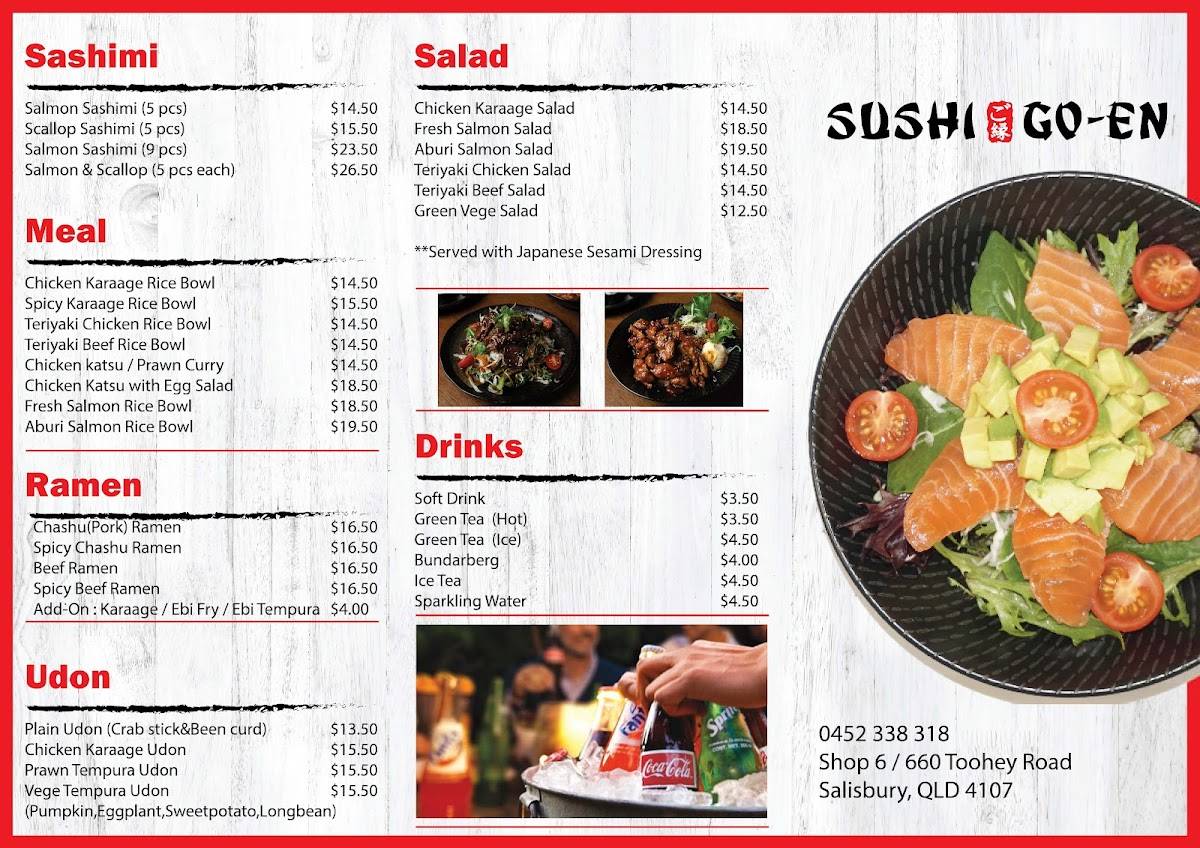 Menu at Sushi Go-En restaurant, Sunnybank