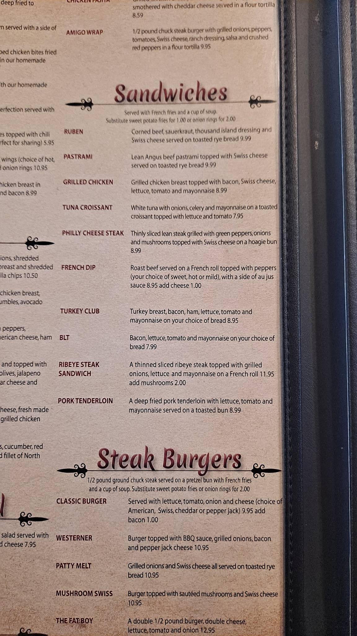 Menu at Symphony family restaurant, Plymouth