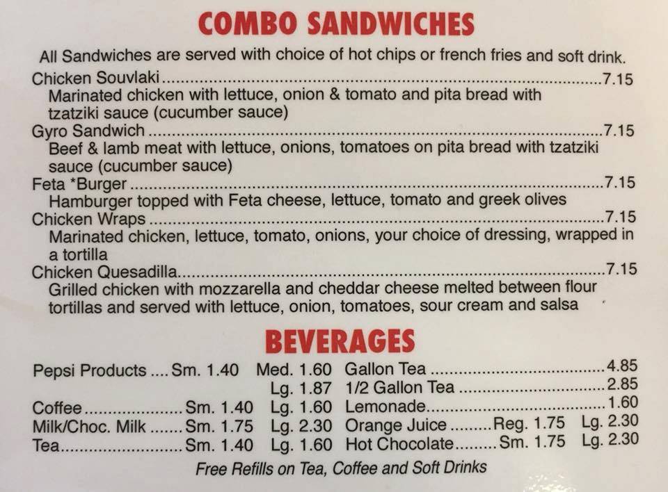 Menu at T-Ville Diner restaurant, Thomasville