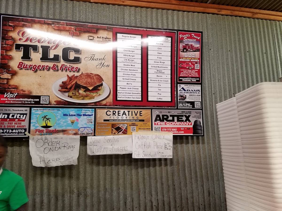 Menu at TLC Burgers & Fries restaurant, Texarkana