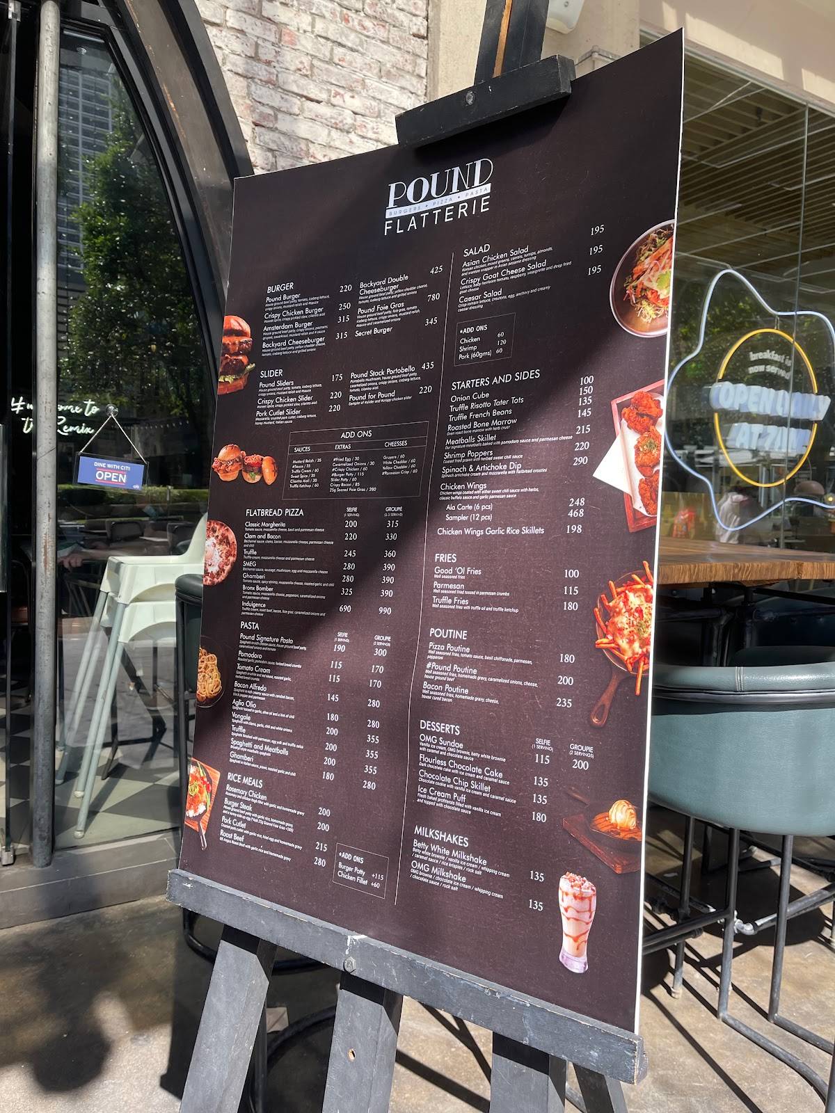 Menu at Pound BGC restaurant, Taguig, H322+C44