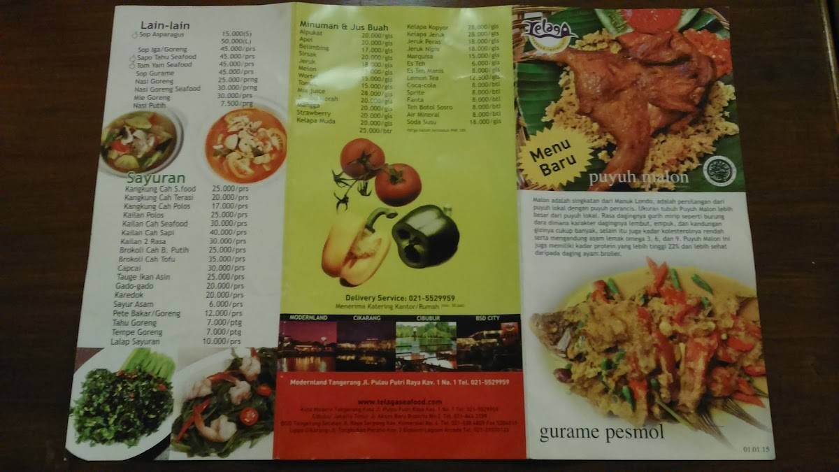 Menu at Telaga Seafood Modernland restaurant, Tangerang, Jl. Pulau ...