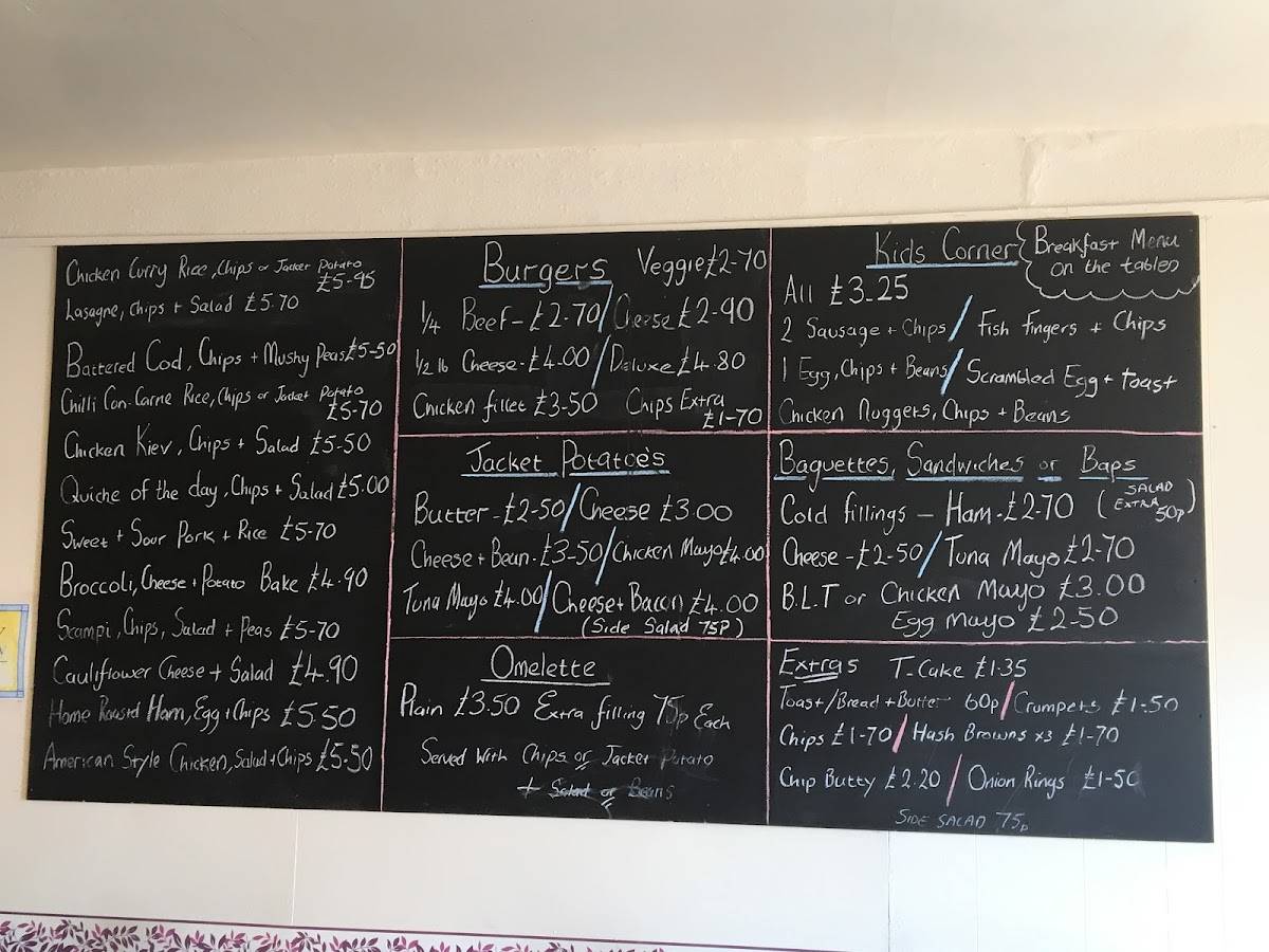 Menu at Tasty Bites cafe, Lydney