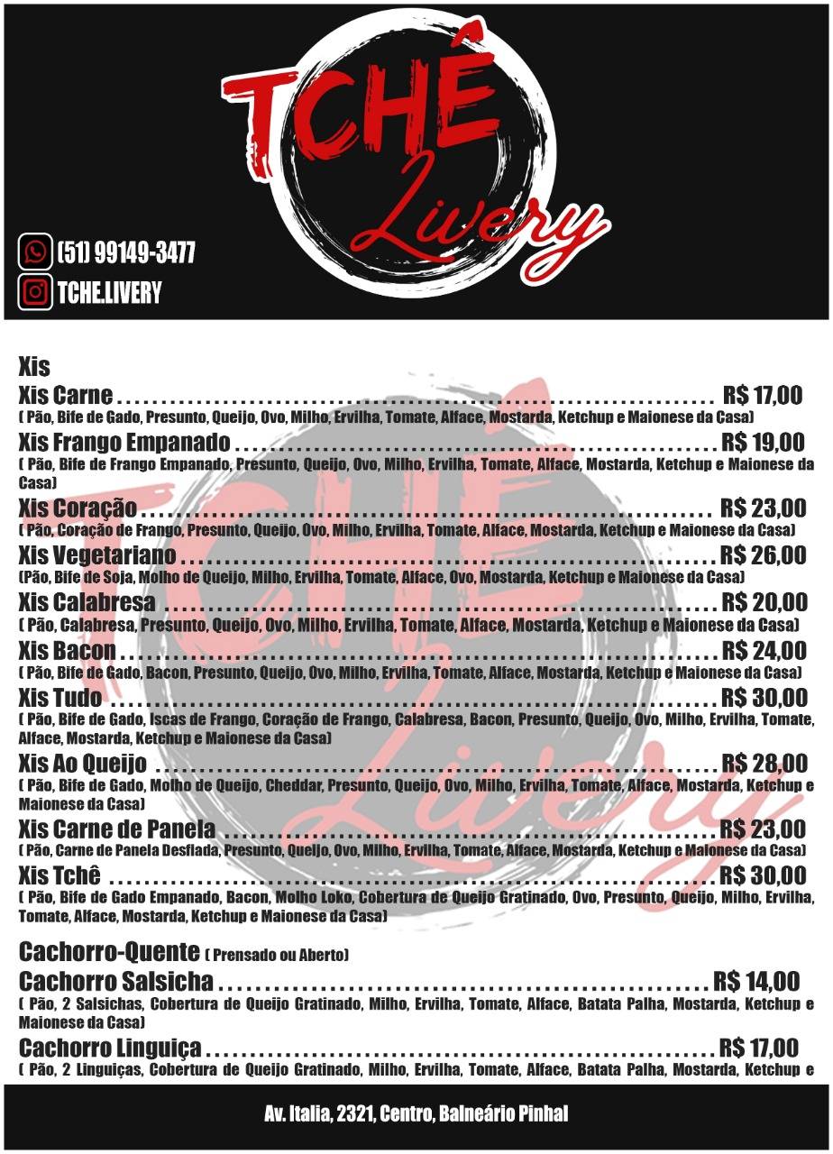 Menu em Tchê Livery restaurante, Viamão