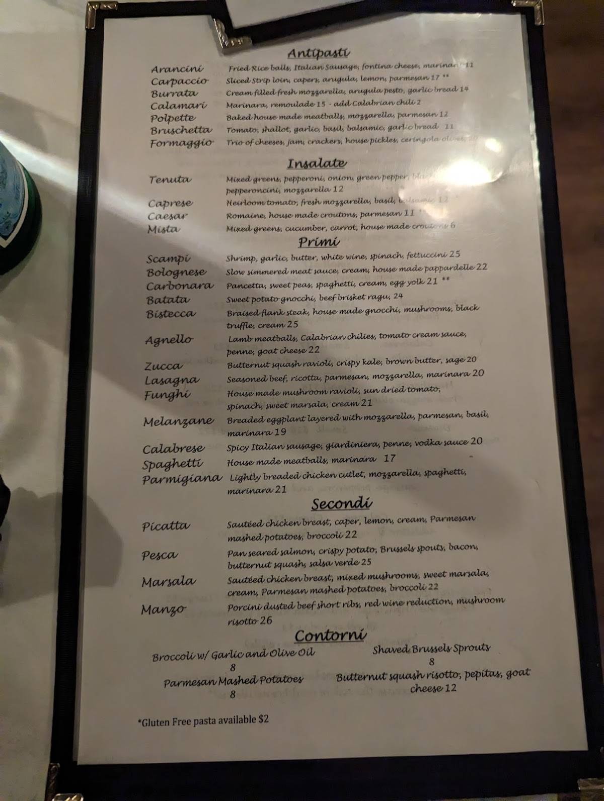 Menu at Tenuta's Italian Restaurant, Milwaukee