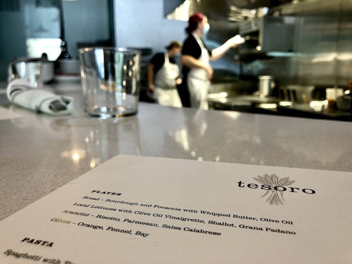 Menu at Tesoro restaurant, Carrboro