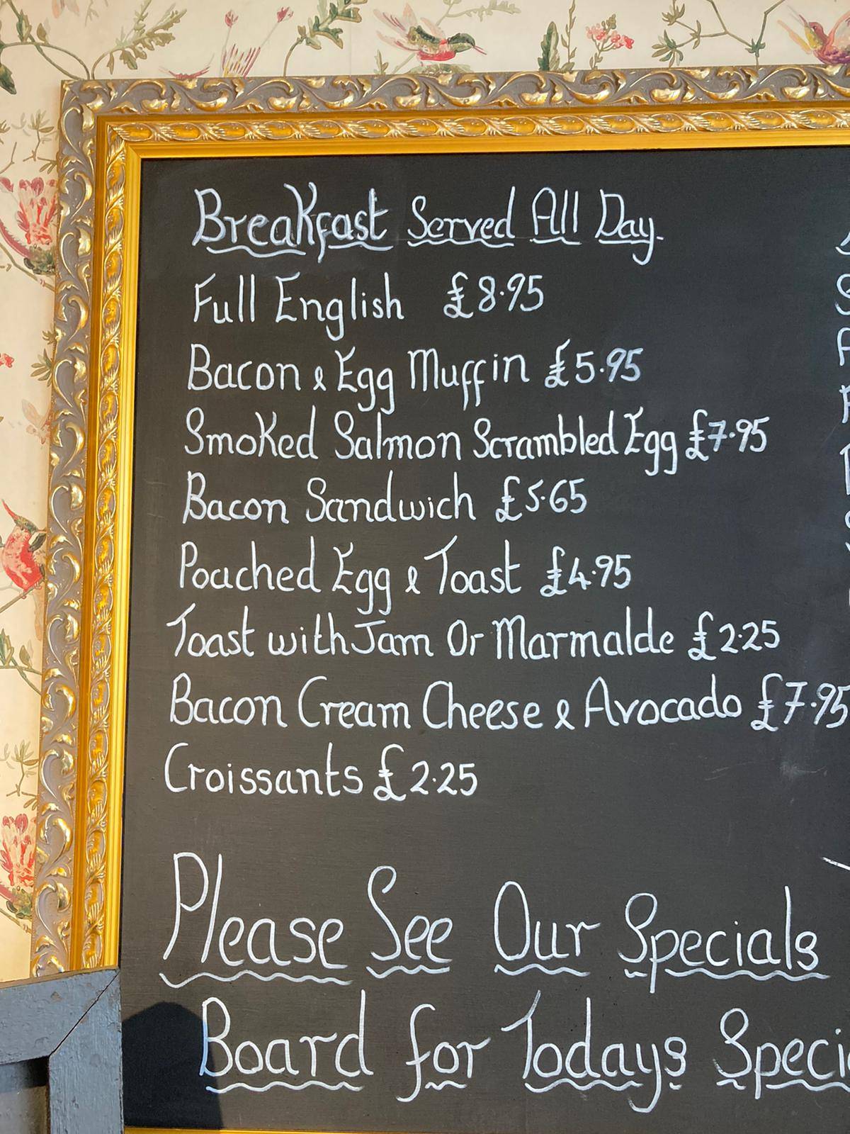 Menu at The Birdcage pizzeria, Chagford