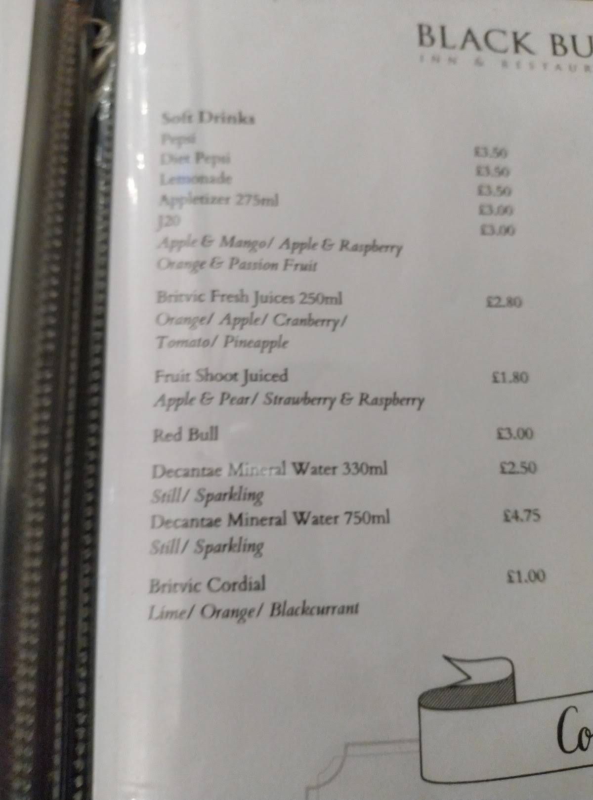 Menu at The Black Bull Inn & Restaurant, Blackburn, Old Langho Rd