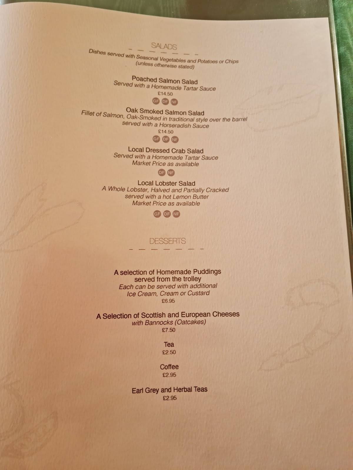 Menu at The But 'n' Ben restaurant, Arbroath
